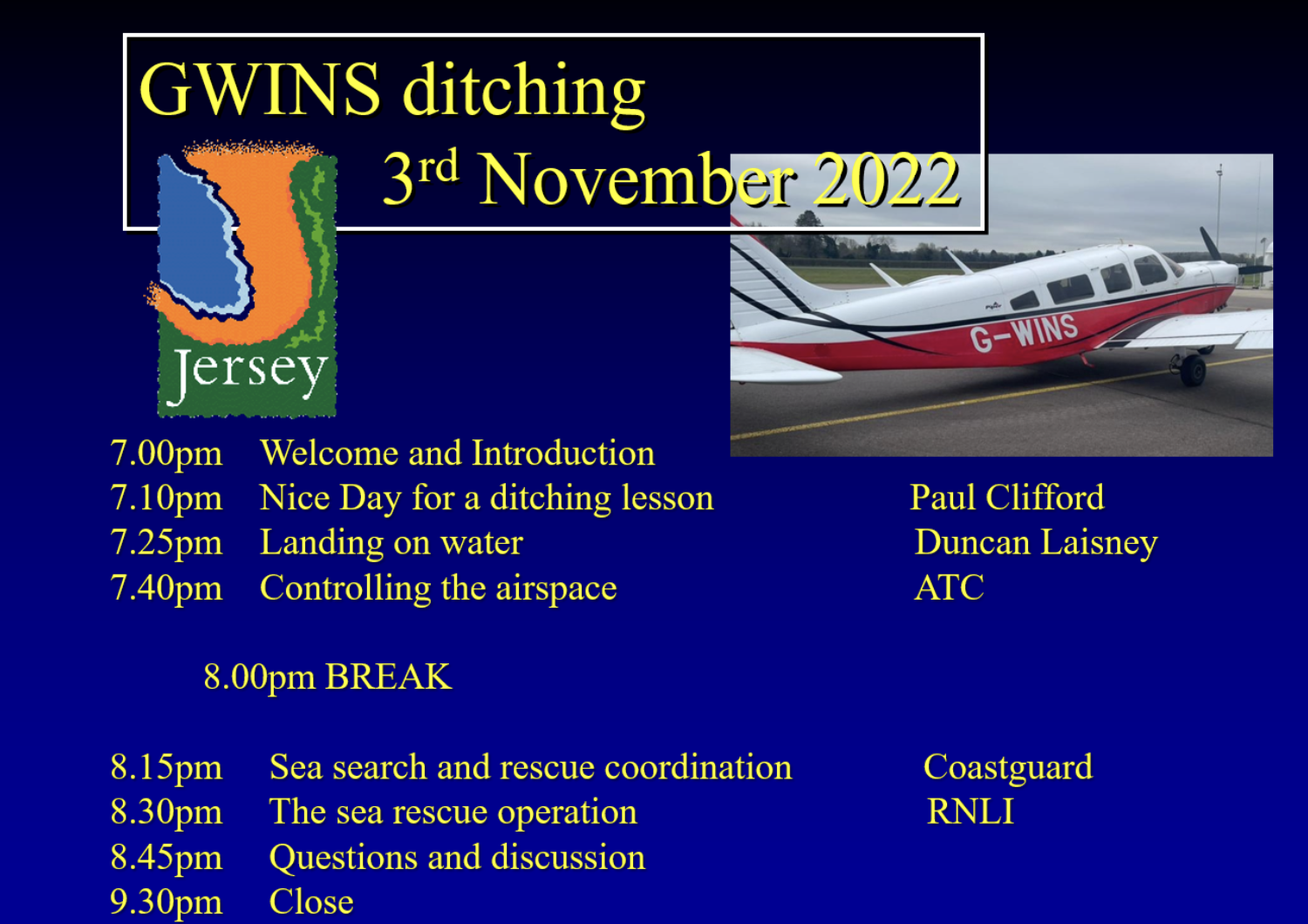 G-WINS Ditching Talk 21 March 2023 - Jersey Aero Club