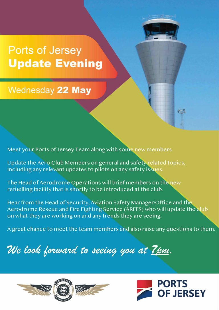 Ports of Jersey Update Evening – Wednesday 22 May 19:00 - Jersey Aero Club